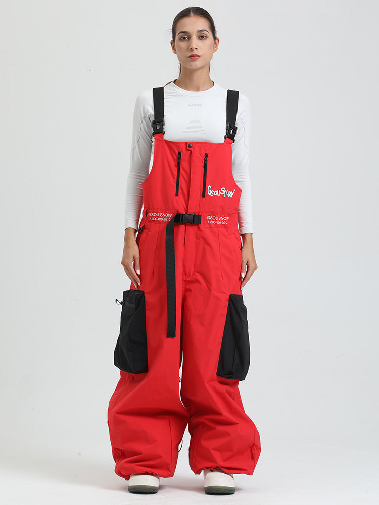 Women's Gsou Snow Alpine Freestyle Extra-Baggy Snow Bibs Pants ...