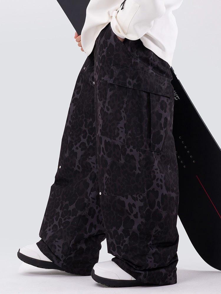 Men's Double Knee Mountain Freestyle Leopard Baggy Snow Pants ...