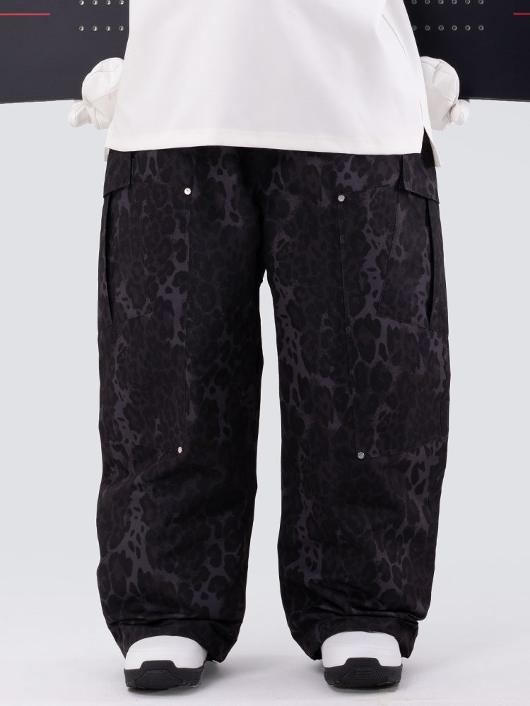 Men's Double Knee Mountain Freestyle Leopard Baggy Snow Pants ...