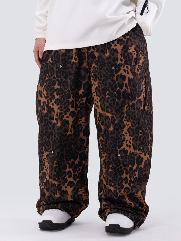 Women's Double Knee Mountain Freestyle Leopard Baggy Snow Pants ...