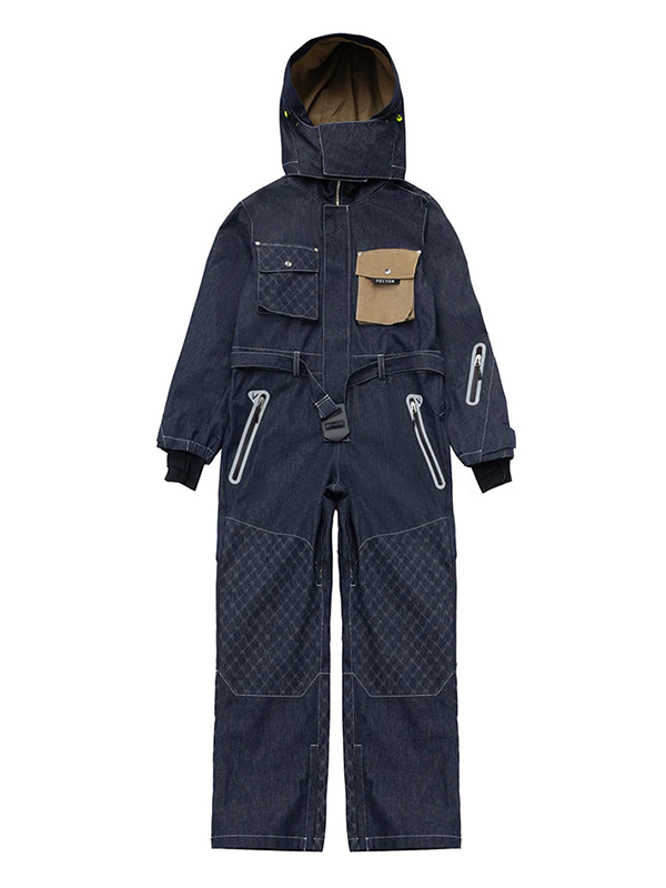Men's Vector Nebula Spliced Denim Snowsuit One Piece Waterproof Cargo ...