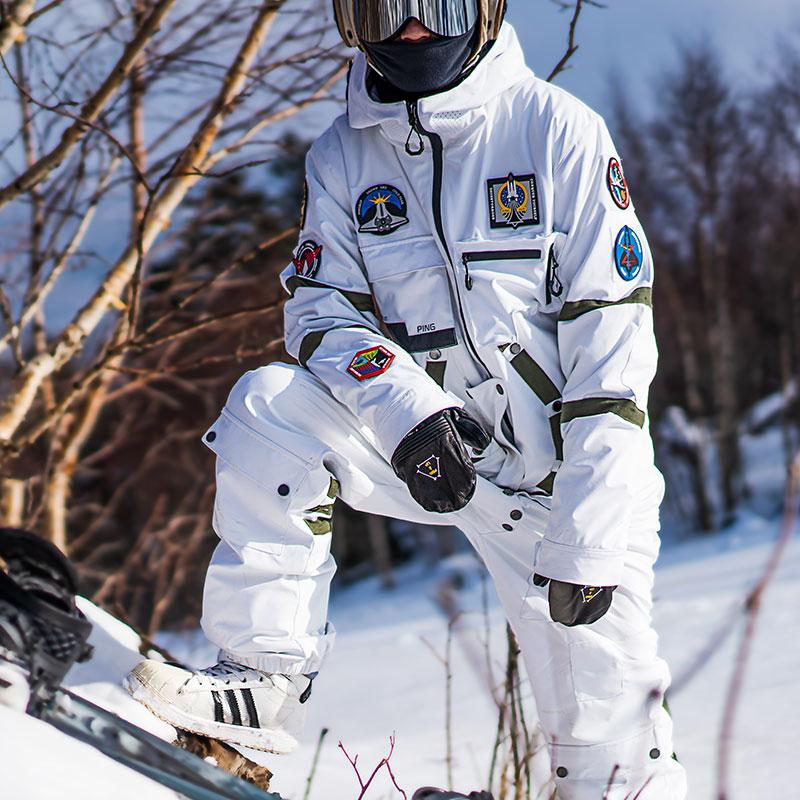 Men's PINGUP Nasa Space Station One Piece Snowboard Suits Ski Jumpsuit ...